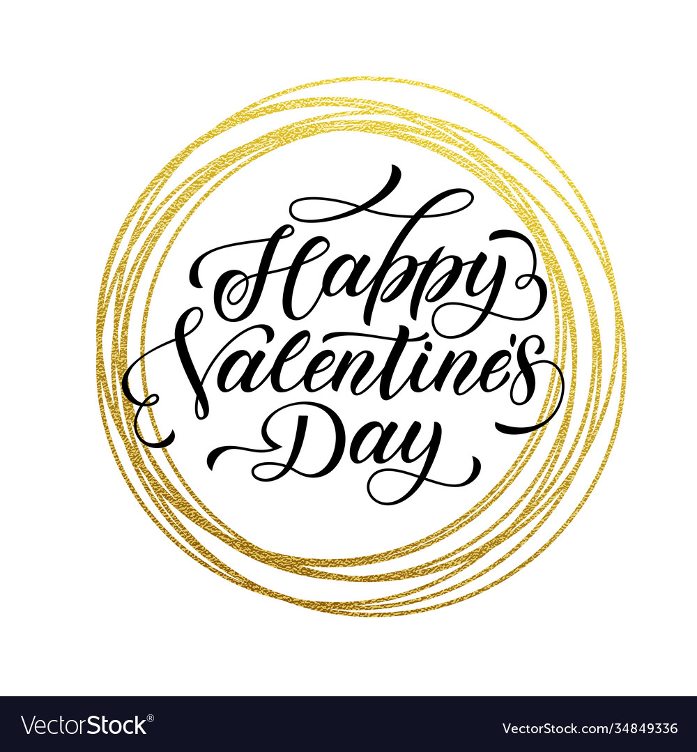 Valentine day gold love heart glitter greeting Vector Image