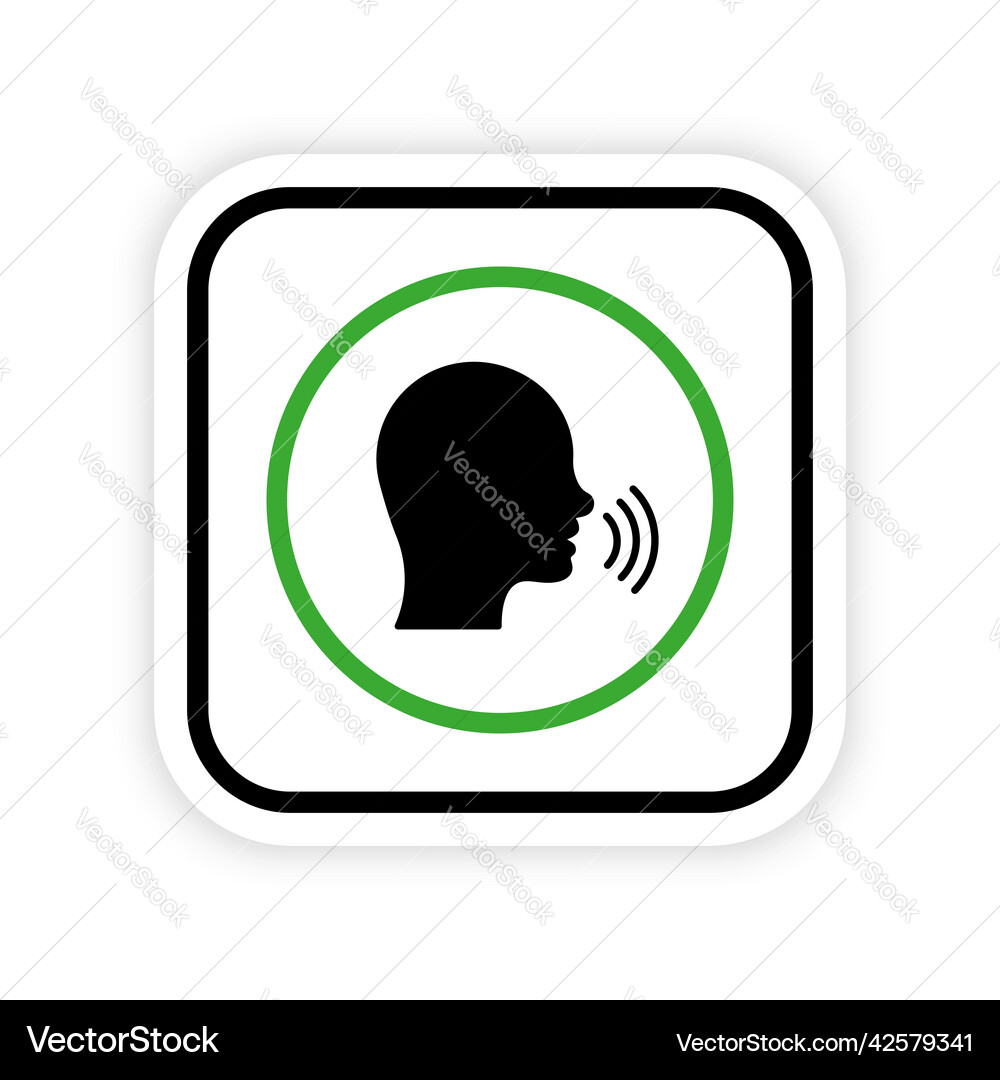 Allowed speak area shout green symbol man talk Vector Image