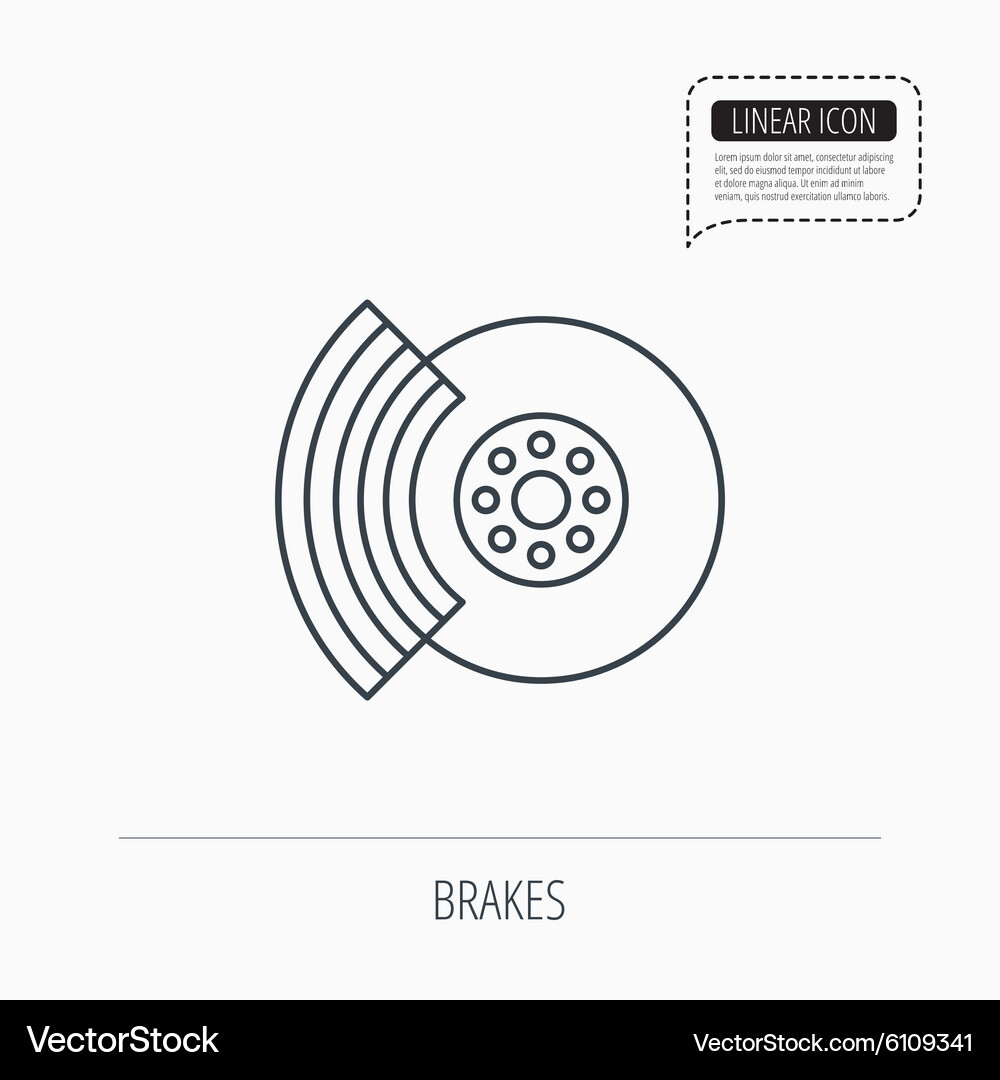 Brakes icon auto disk repair sign Royalty Free Vector Image