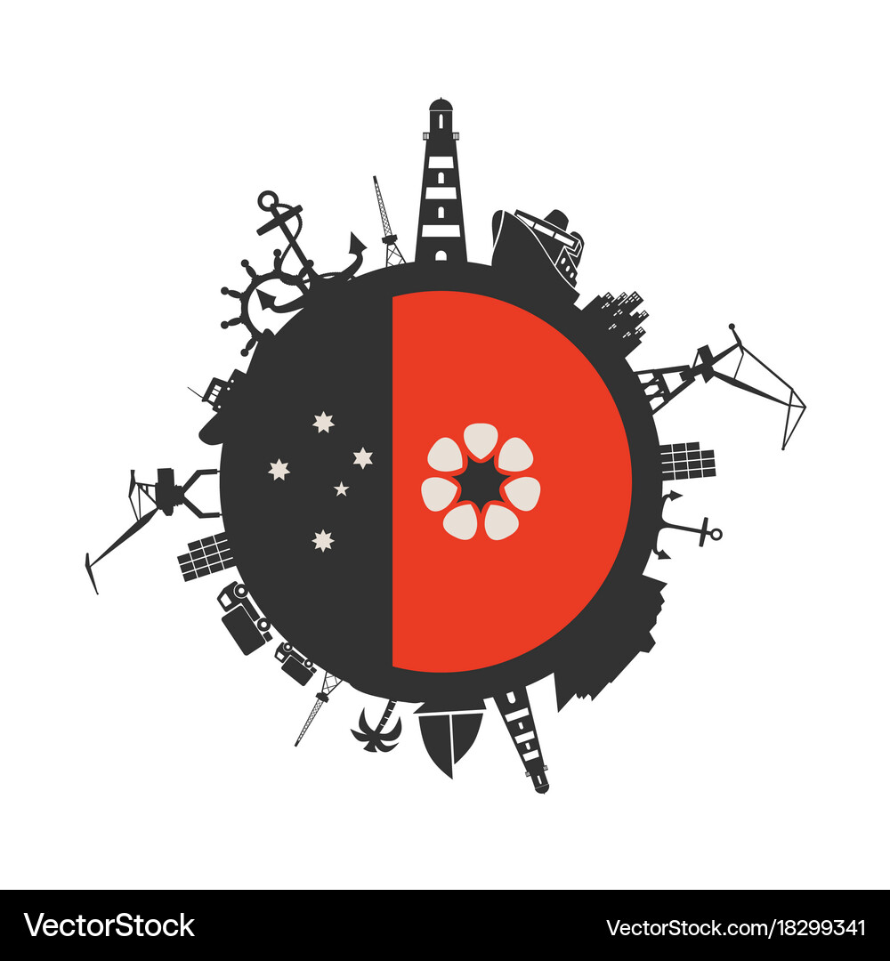 Circle with cargo port and travel relative image Vector Image