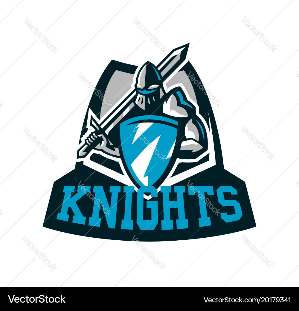Colorful logo knight s emblem in iron armor Vector Image