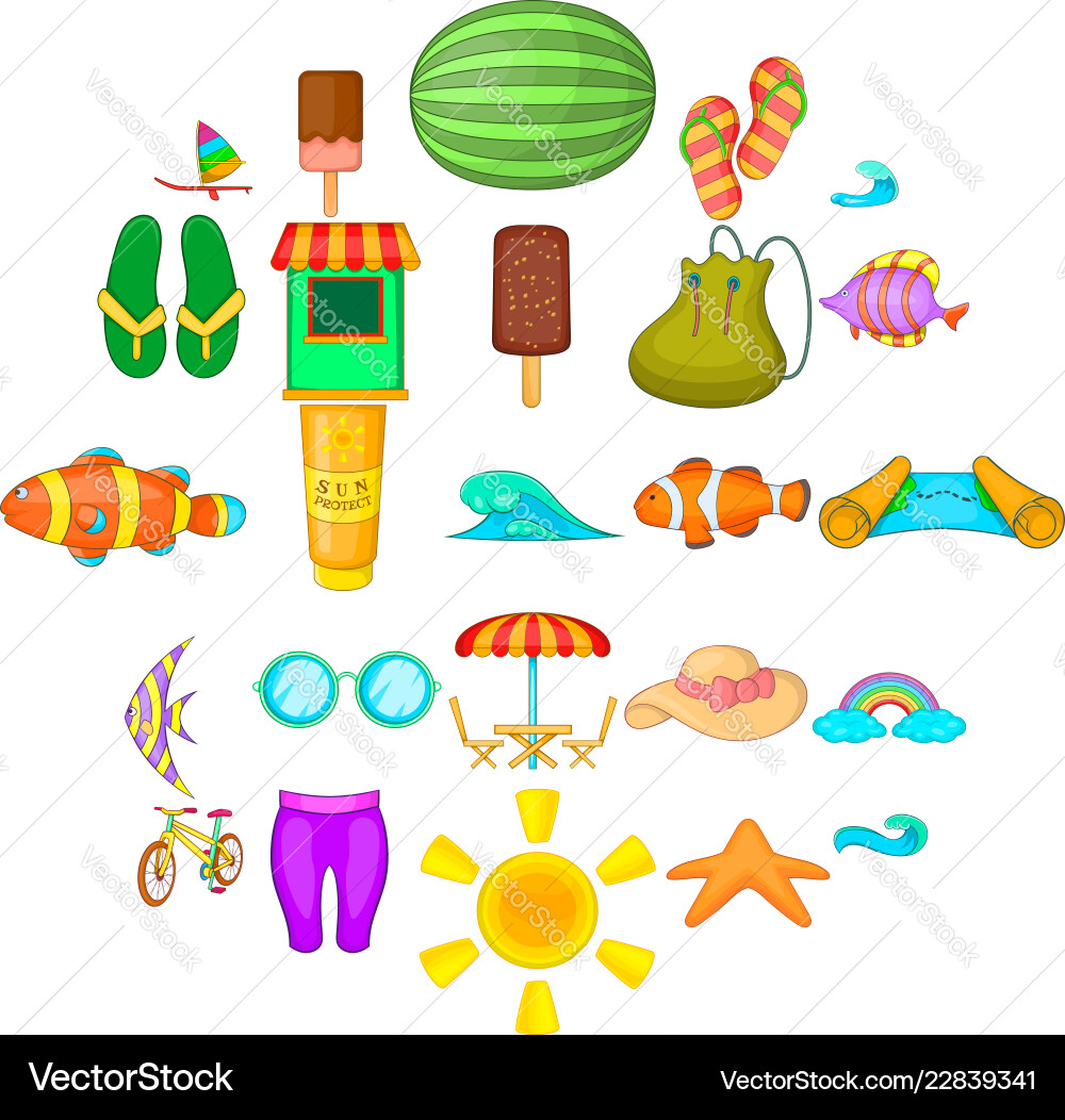 Easy life icons set cartoon style Royalty Free Vector Image