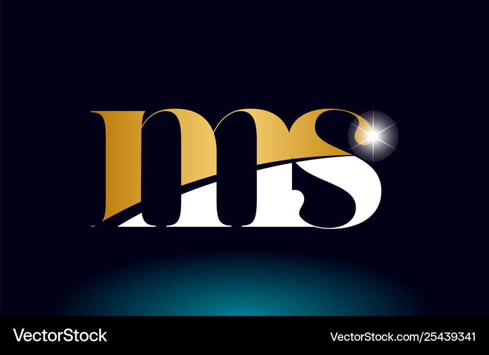Gold golden alphabet letter ms m s logo Royalty Free Vector