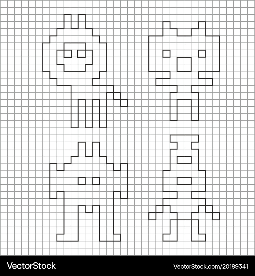 Ink silhouette of retro monsters Royalty Free Vector Image