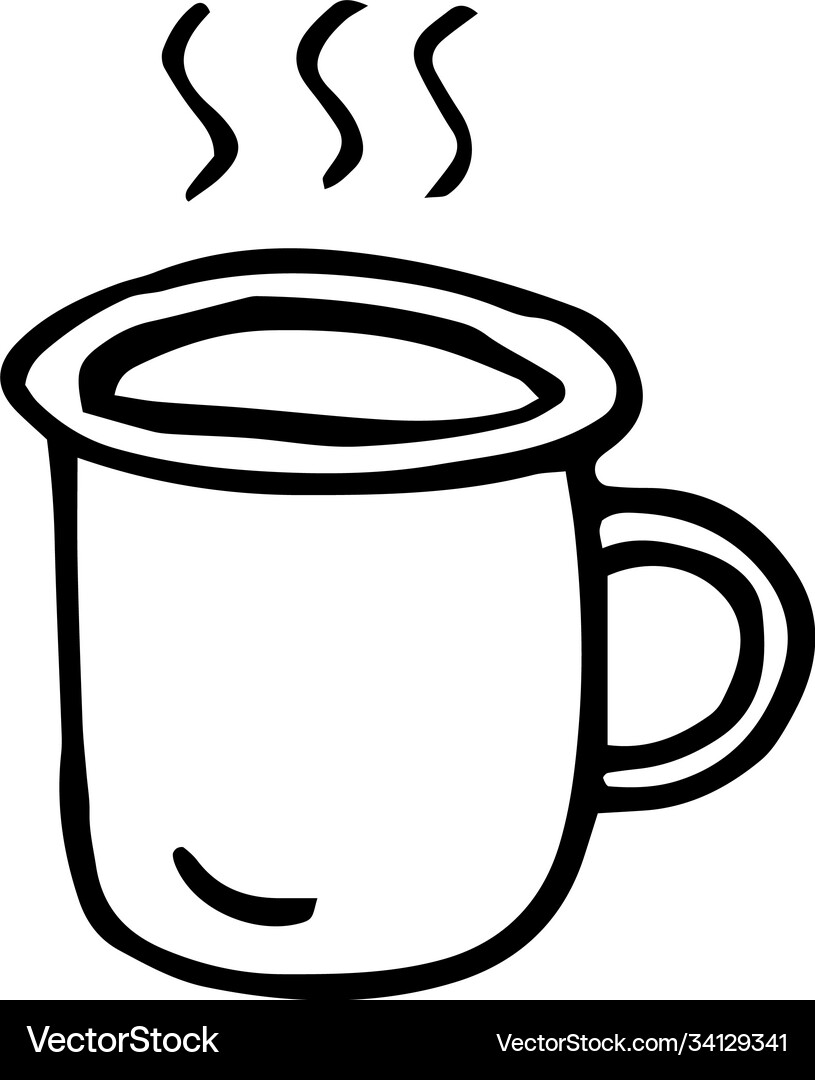 Mug and steam hand drawn in doodle style single Vector Image