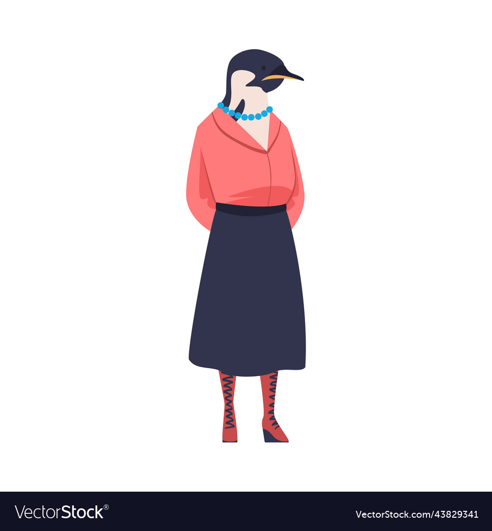 Penguin As Office Employee Wearing Skirt Vector Image