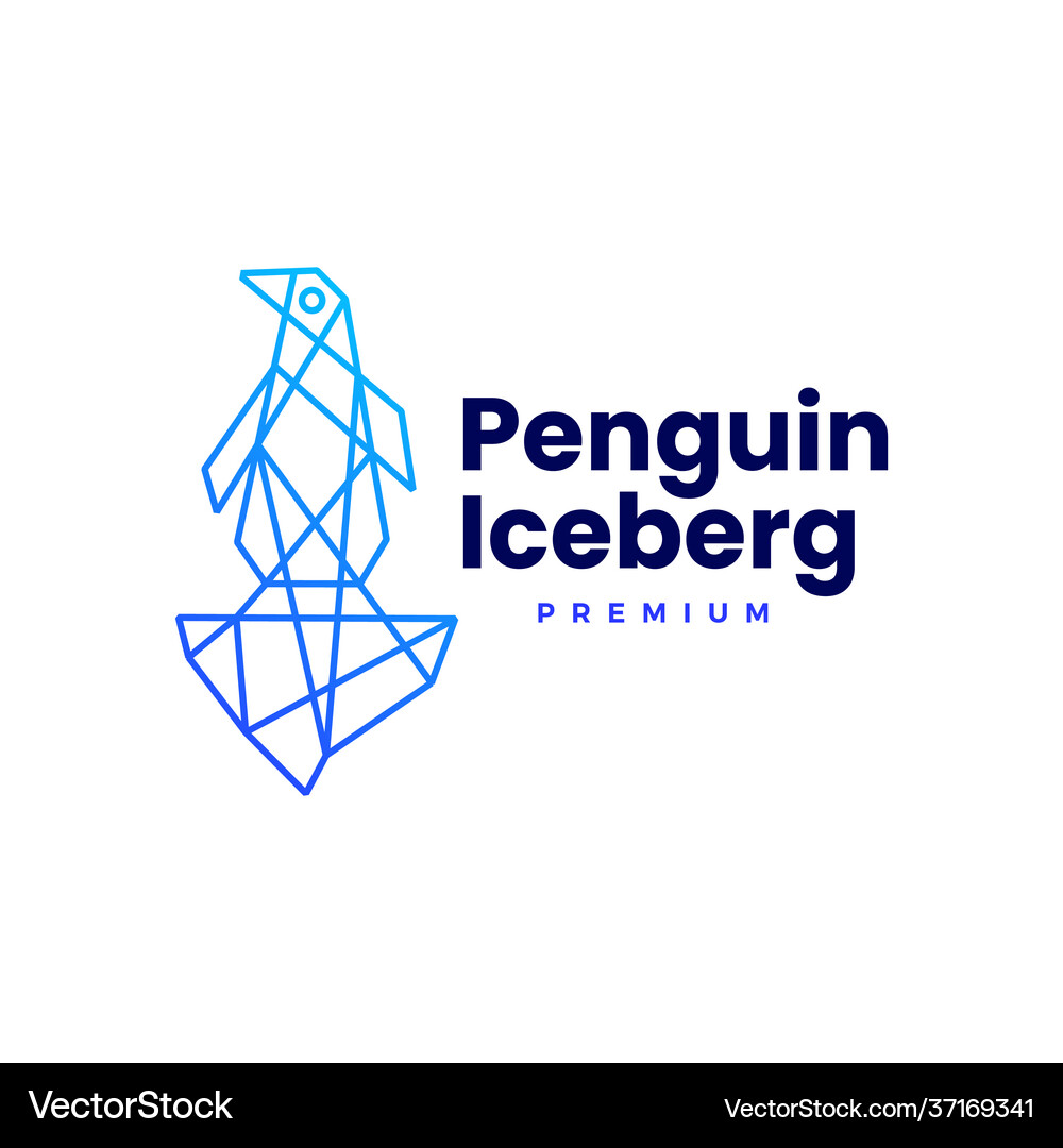 Penguin ice berg geometric polygonal logo icon Vector Image