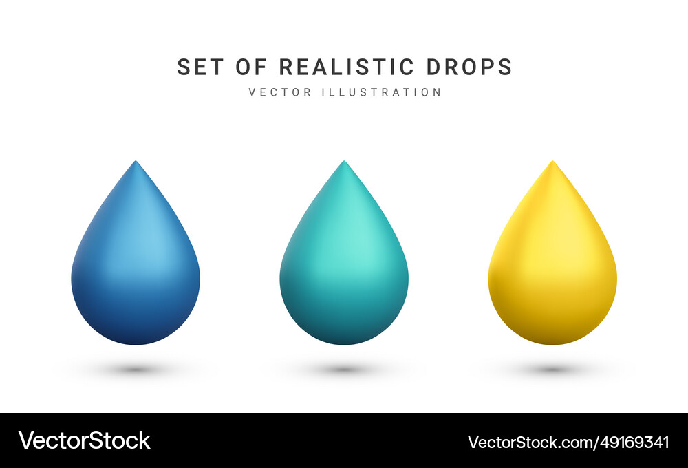 Set of 3d realistic drops isolated on white Vector Image
