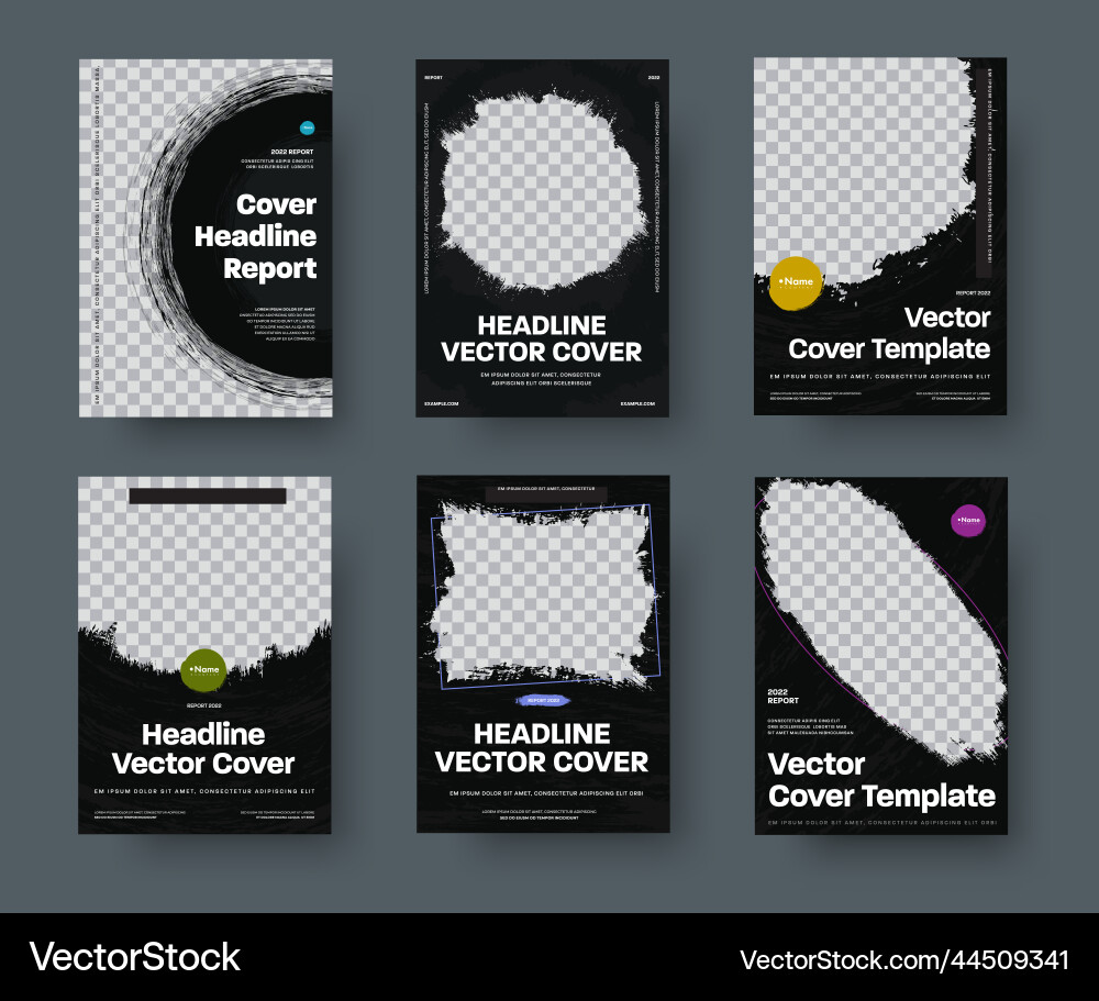 Set of black covers with different grunge Vector Image