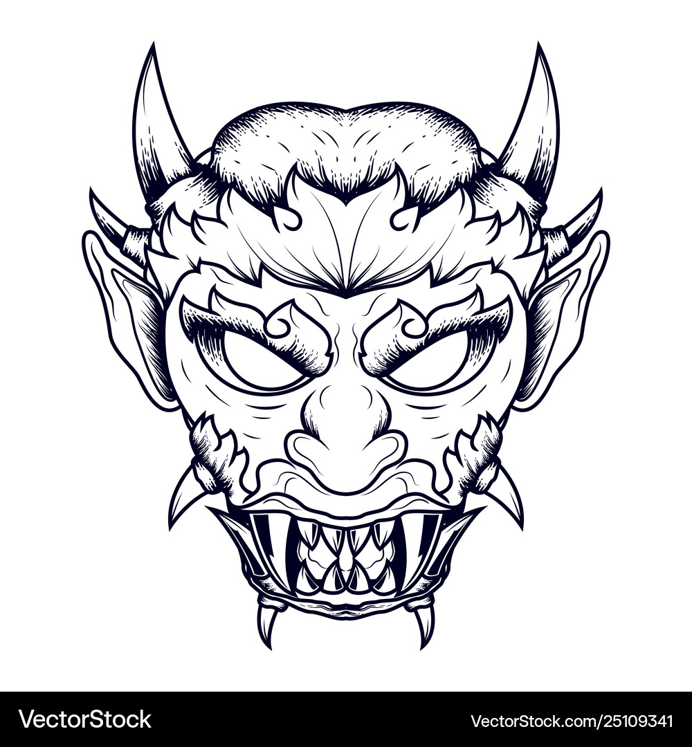Sharp Horned Devil Head Royalty Free Vector Image