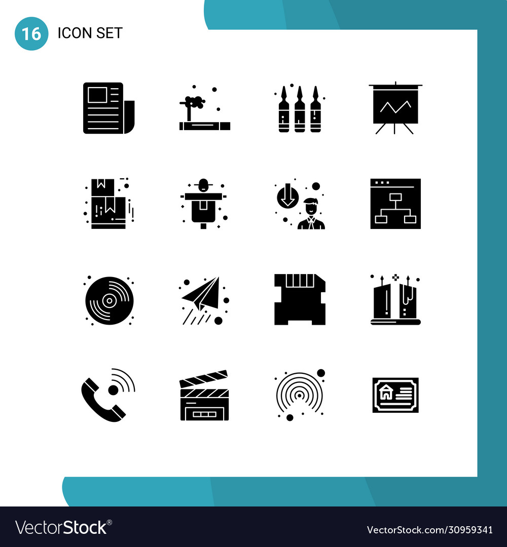 Stock icon pack 16 line signs and symbols for Vector Image