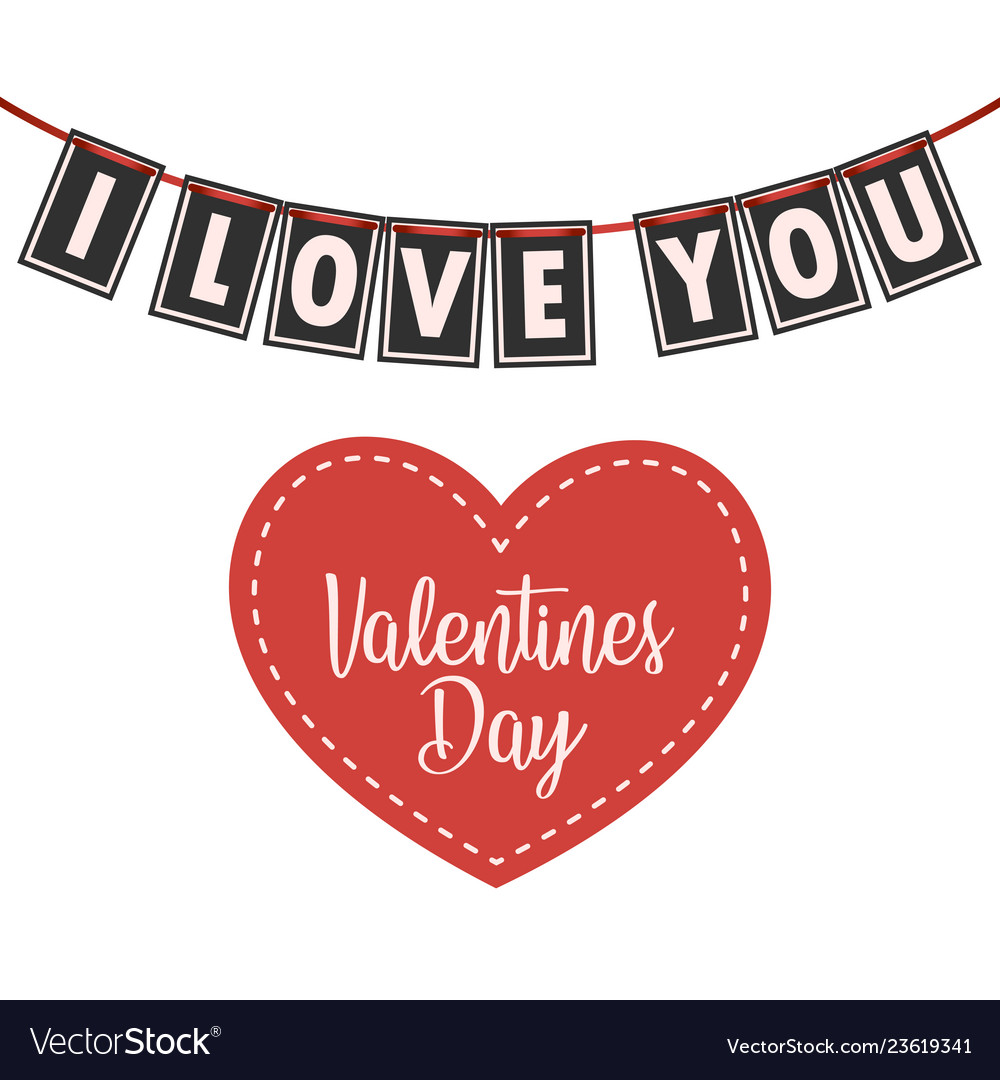 Valentines day heart lettering i love you Vector Image