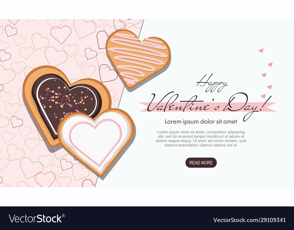Valentines day heart shaped cookies Royalty Free Vector