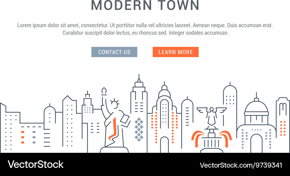 Website Banner and Landing Page Modern Town Vector Image