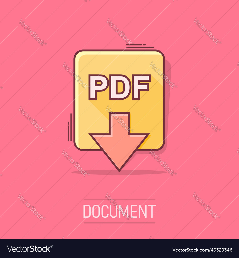 Cartoon pdf file icon in comic style download Vector Image Cartoon pdf file icon in comic style download Vector Image