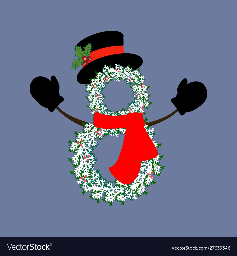 Christmas snowman wreath Royalty Free Vector Image