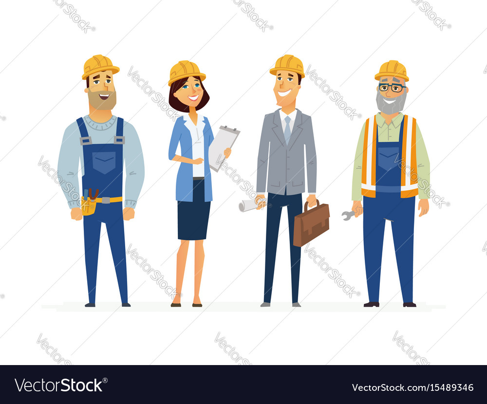Construction workers - modern flat composition Vector Image