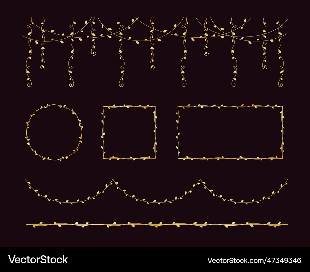 Gold vines frames and borders golden hanging vine Vector Image