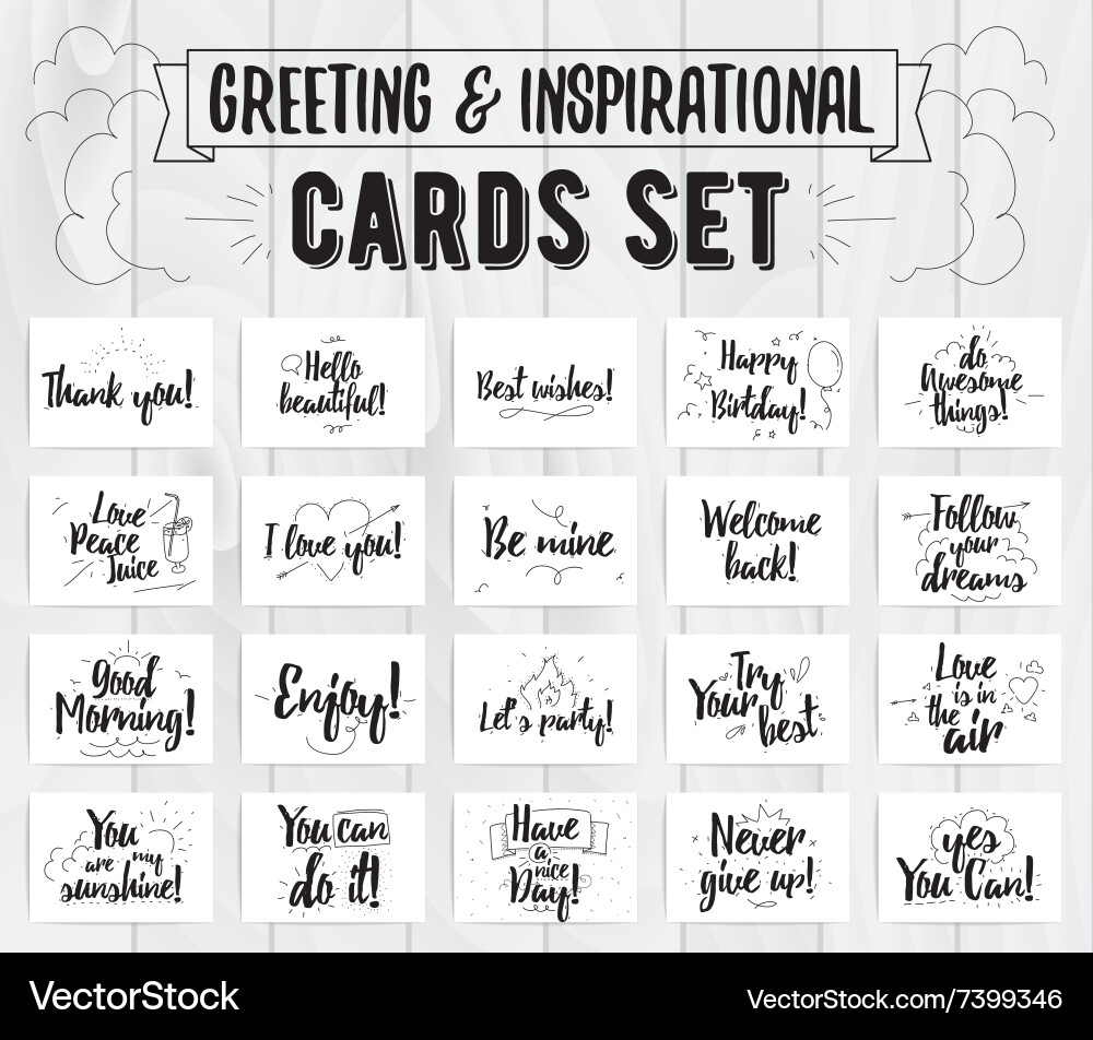 Greeting and inspirational cards set typographic Vector Image