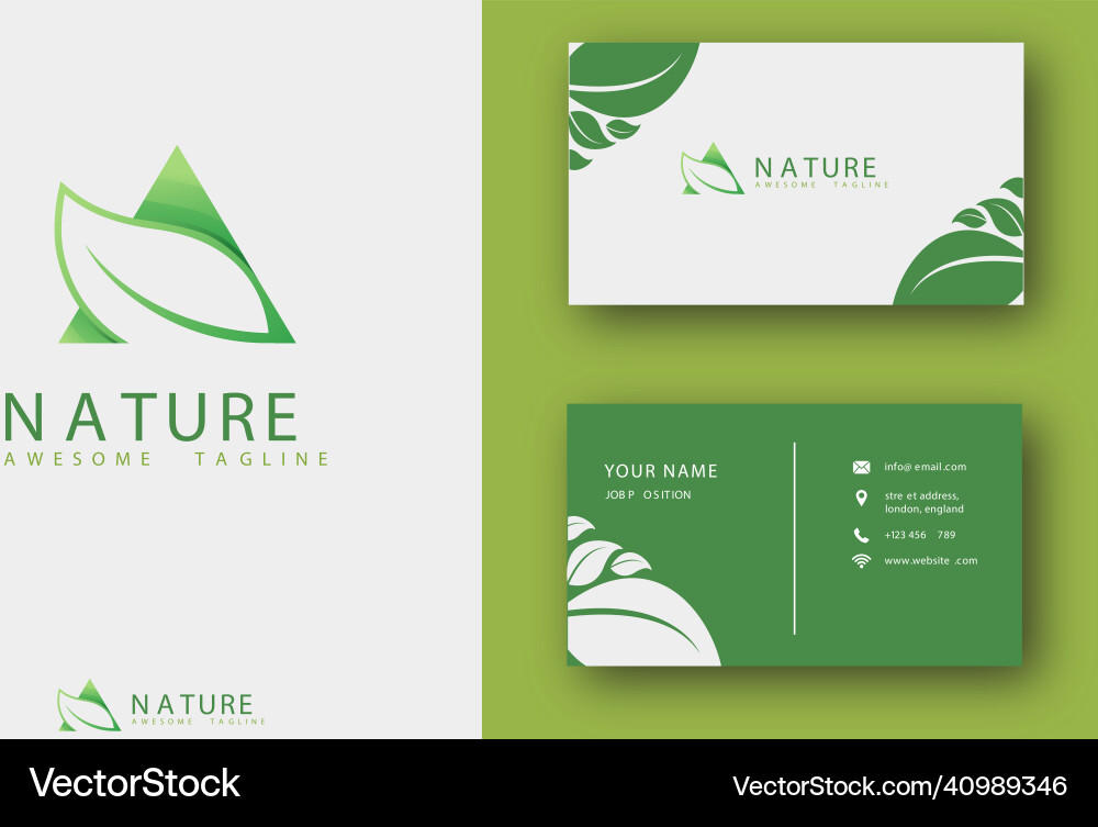 Modern negative space of leaf and triangle nature Vector Image