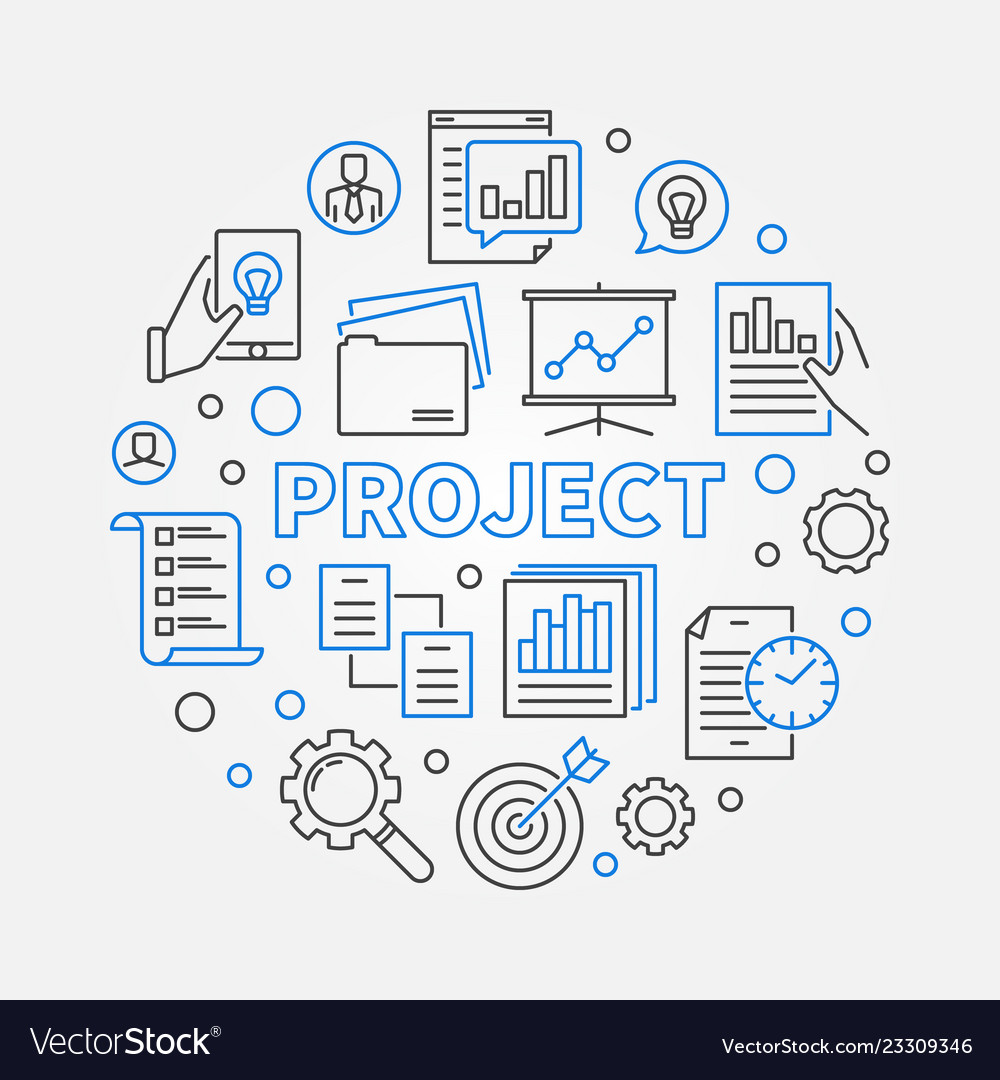 Project round in thin line Royalty Free Vector Image