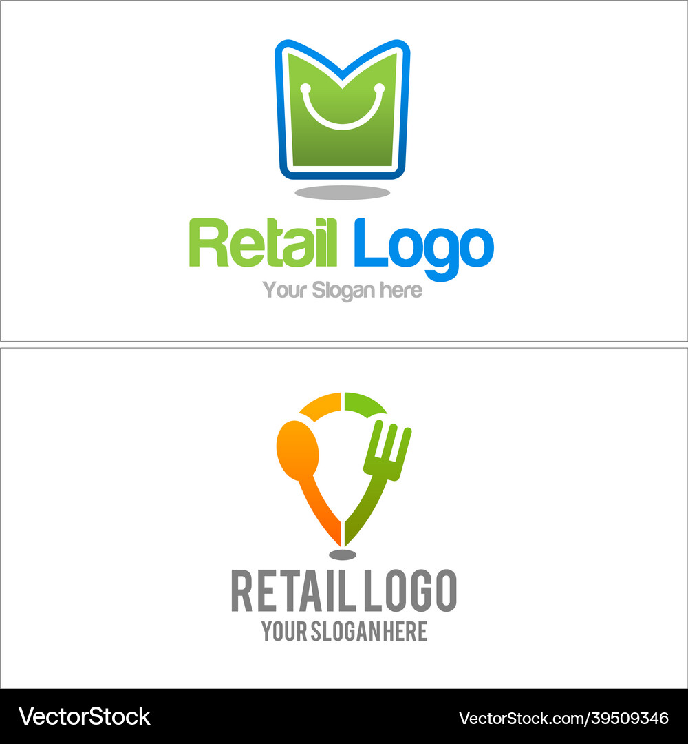 Retail food point store logo design Royalty Free Vector