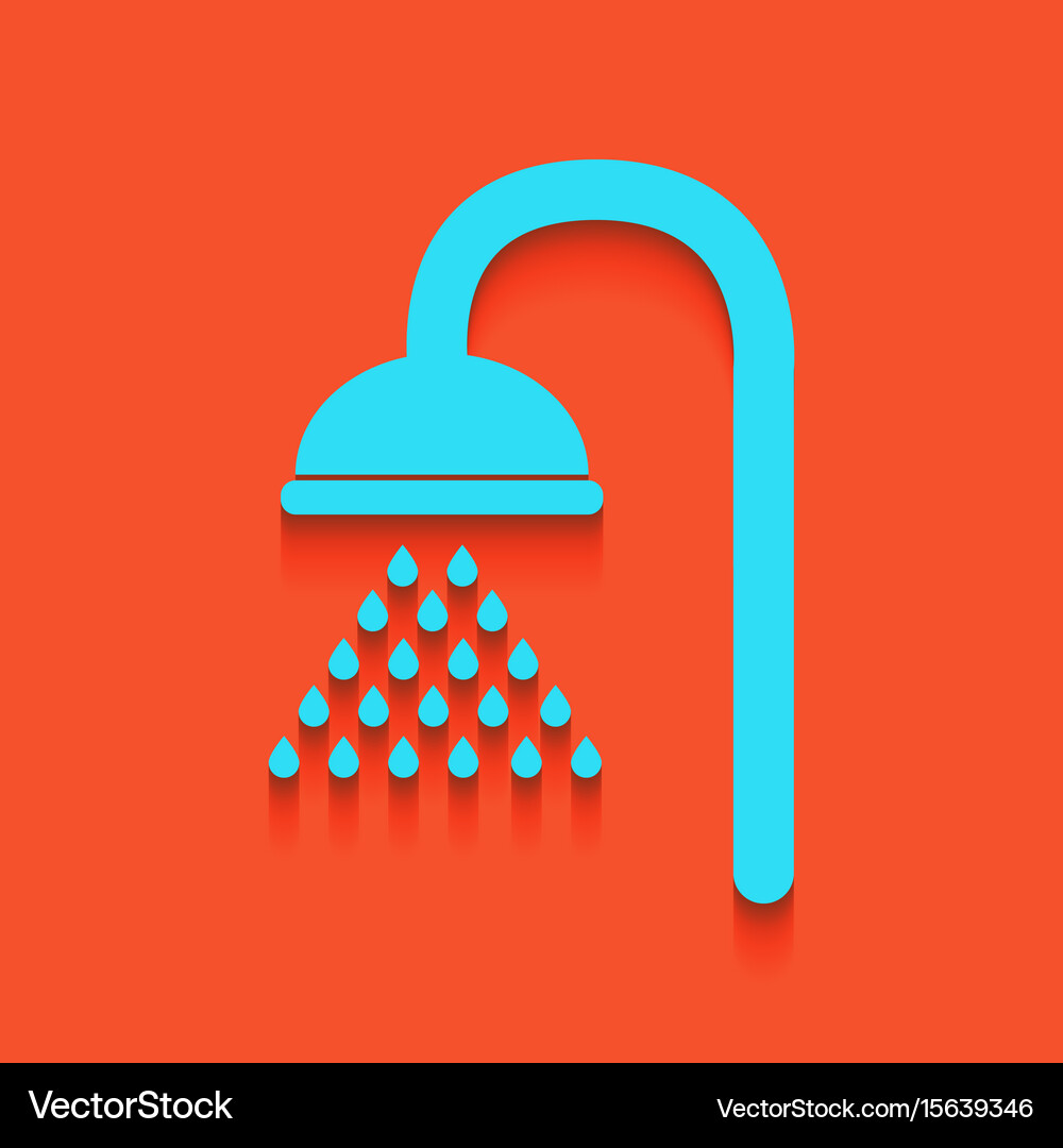 Shower sign whitish icon on brick wall Royalty Free Vector