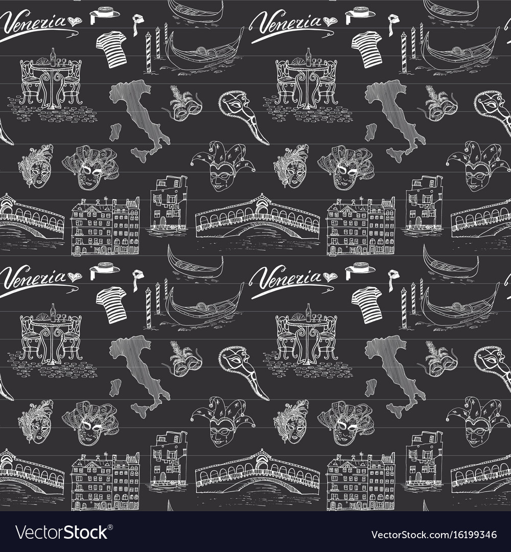 Venice italy seamless pattern hand drawn sketch Vector Image Venice italy seamless pattern hand drawn sketch Vector Image