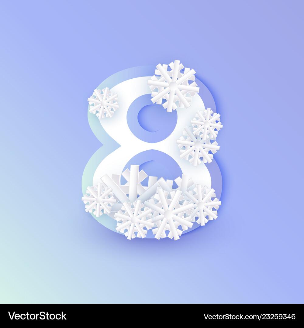 Winter eight 8 number with snowflakes ice Vector Image