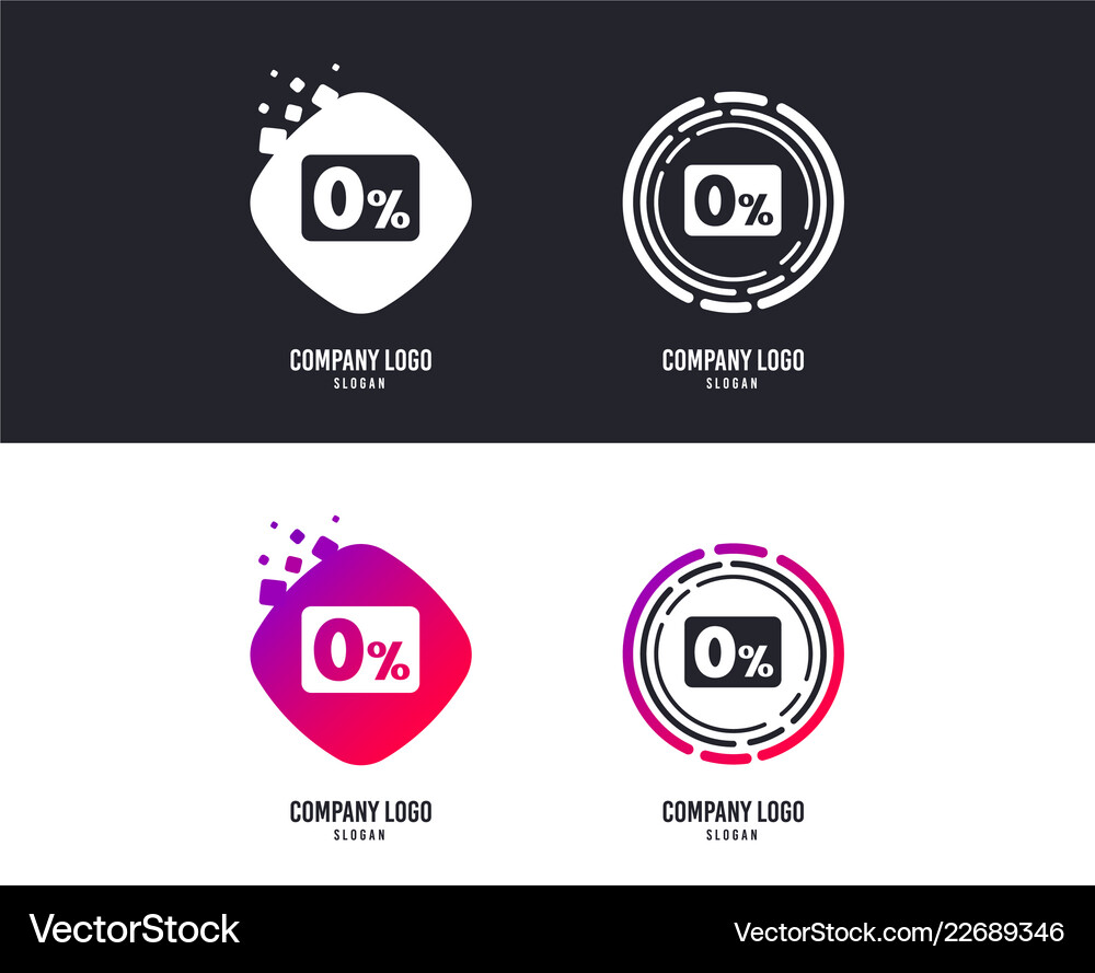 Zero percent sign icon credit symbol Royalty Free Vector