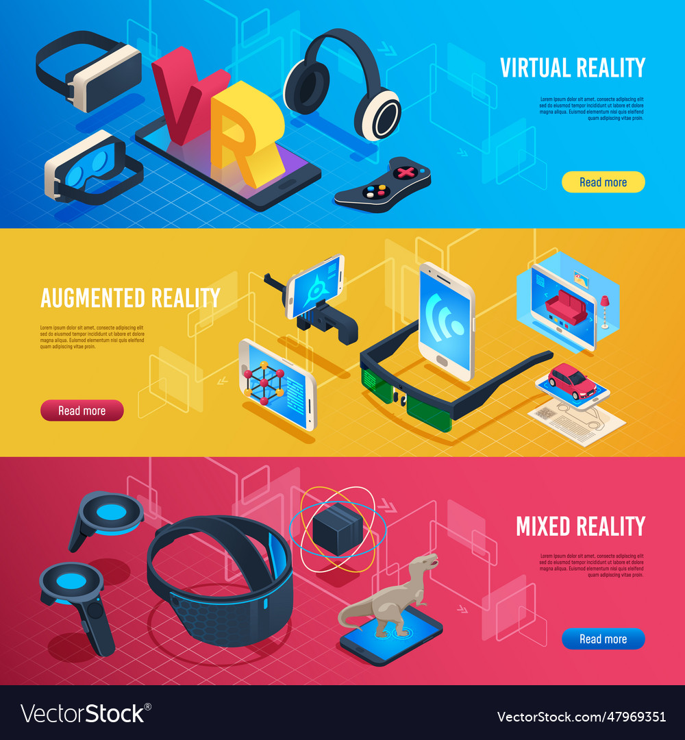 Augmented reality isometric virtual Royalty Free Vector