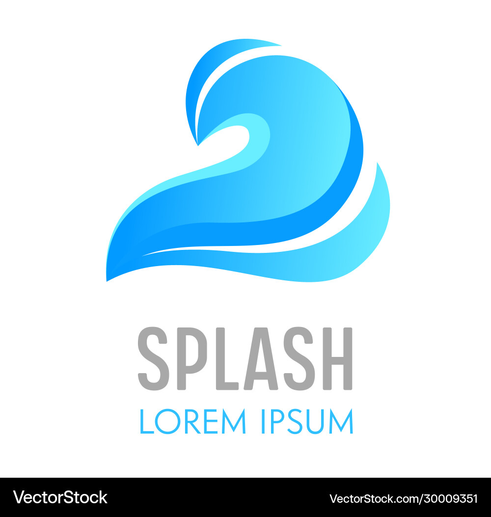 Blue water splash symbol on white background sea Vector Image