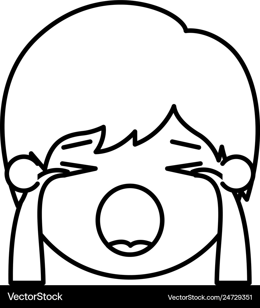 Cartoon man crying head kawaii character Vector Image