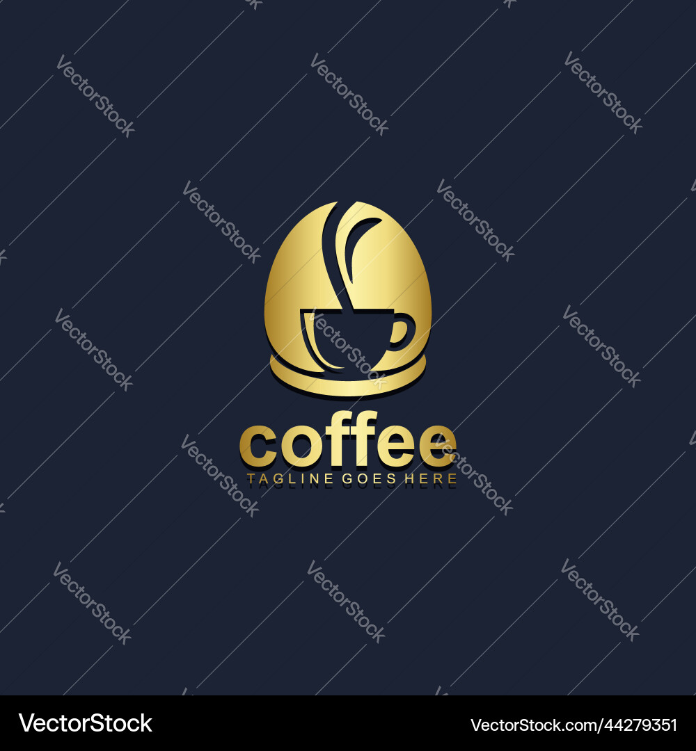 Coffee cup gold company logo Royalty Free Vector Image