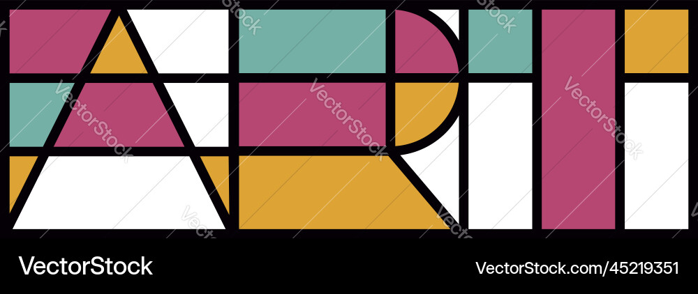 Colorful art text in simple line style Royalty Free Vector