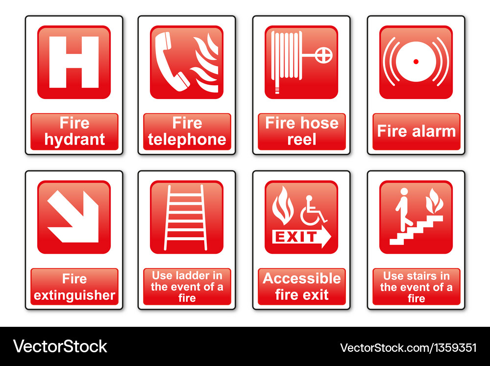 Fire Safety Equipment Signs Royalty Free Vector Image