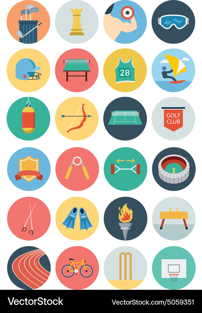 Flat sports flat icons 3 Royalty Free Vector Image