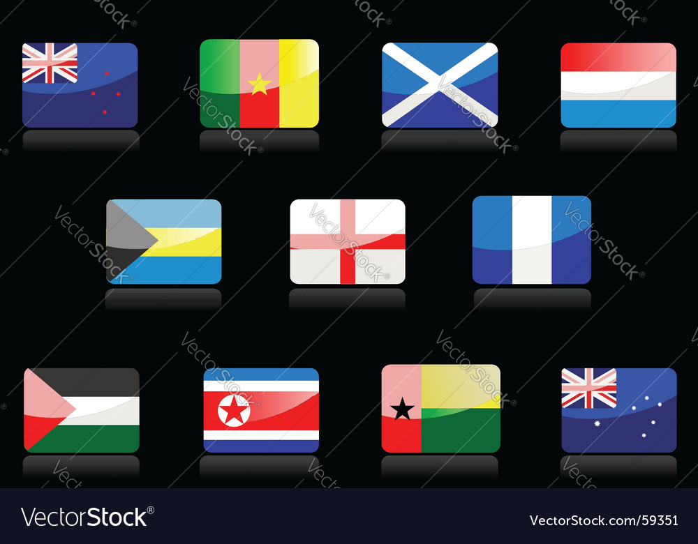 Glossy flags Royalty Free Vector Image - VectorStock