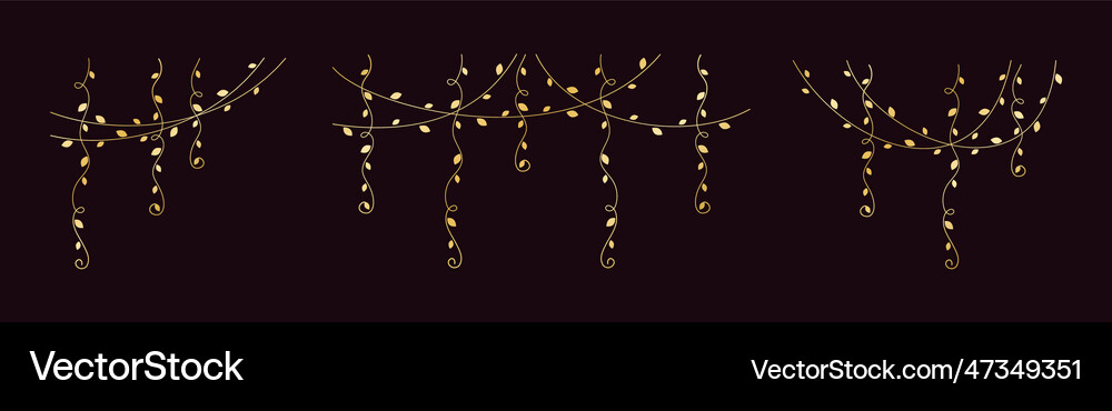 Gold vines frames and borders golden hanging vine Vector Image