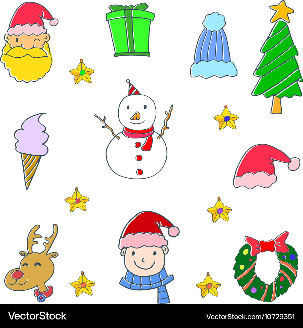 Hand draw set of object christmas Royalty Free Vector Image