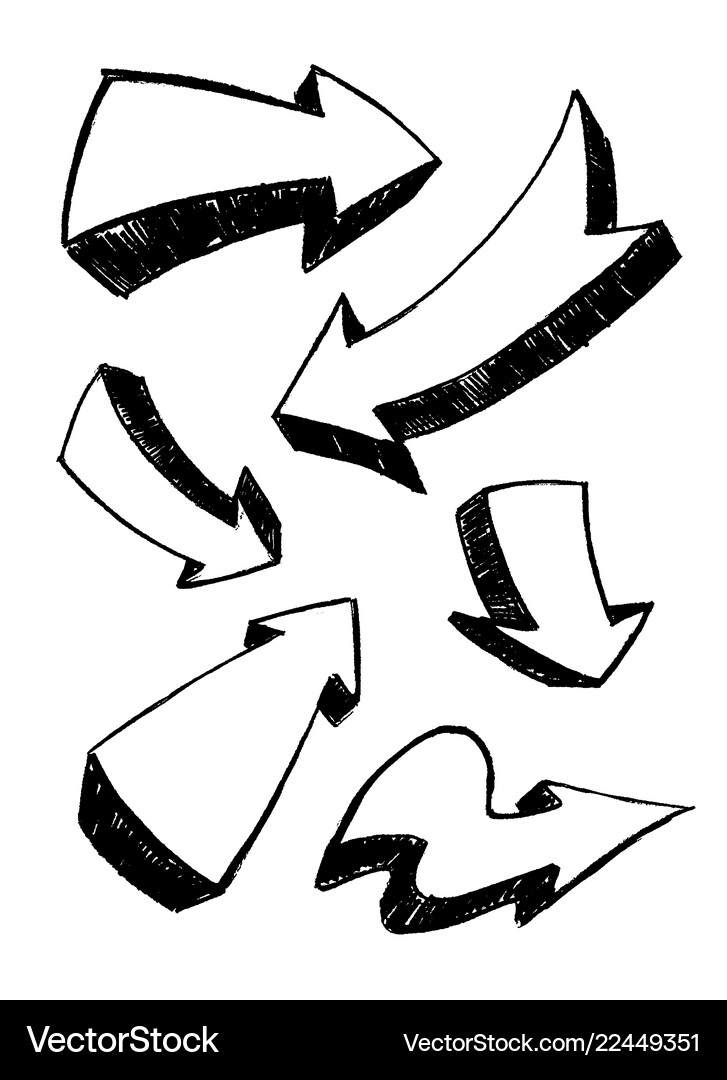 Hand-Drawn Doodle Arrows Royalty Free Vector Image