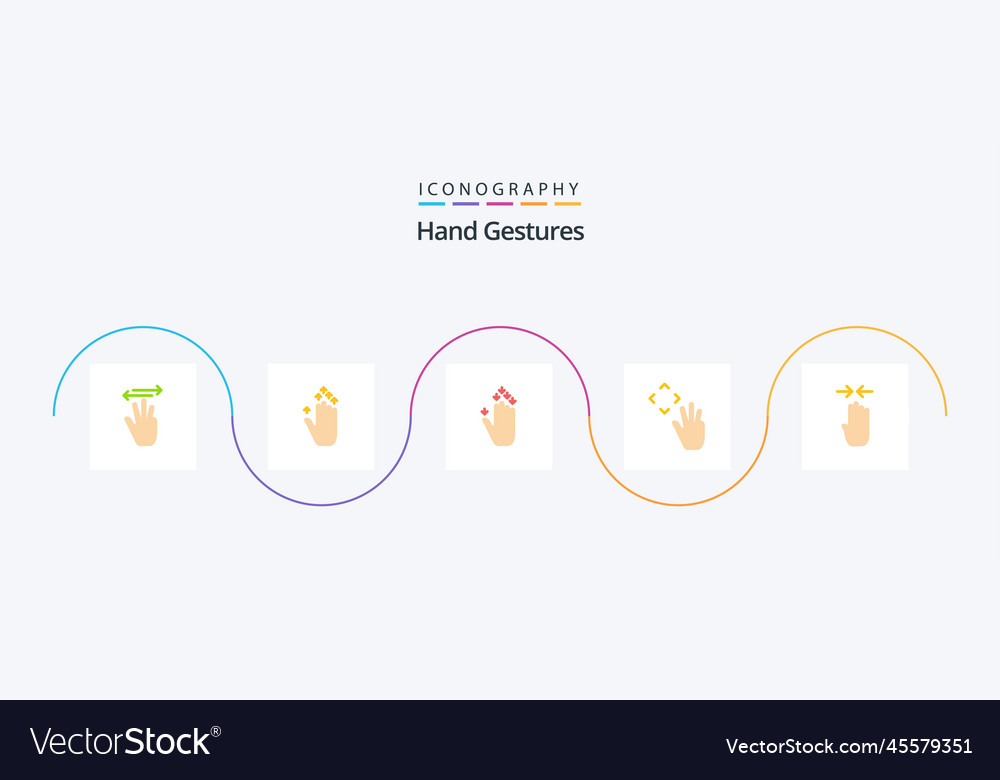 Hand gestures flat 5 icon pack including four Vector Image Hand gestures flat 5 icon pack including four Vector Image