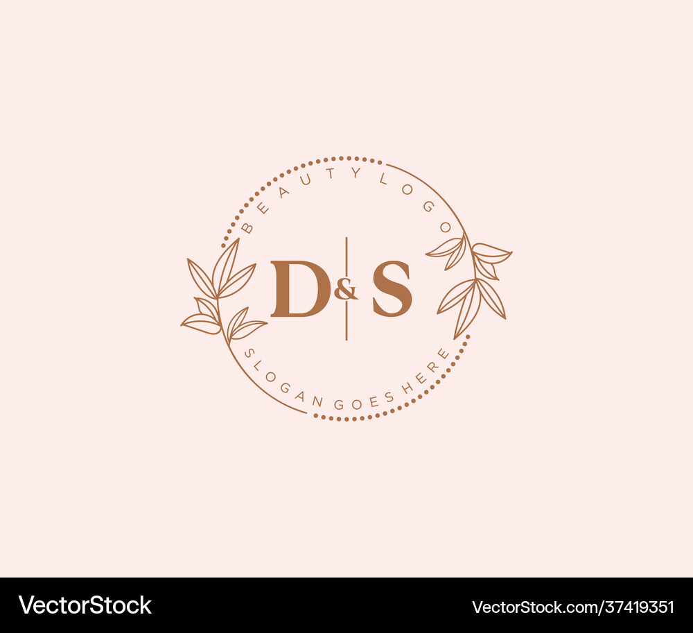 Initial ds letters beautiful floral feminine Vector Image