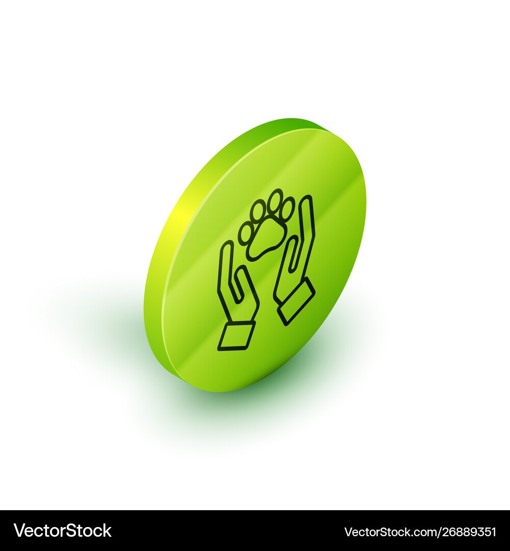 Isometric line hands with animals footprint icon Vector Image