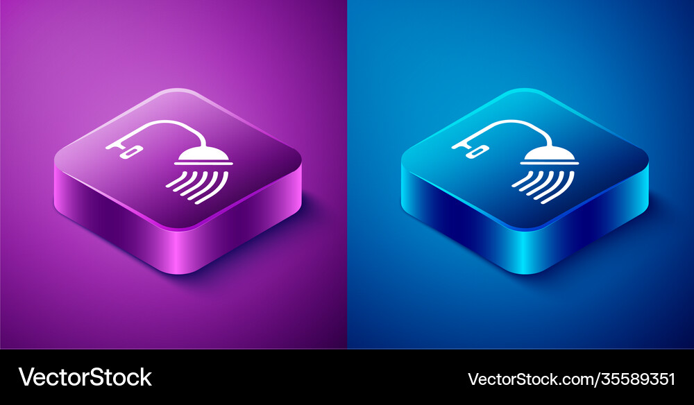 Isometric shower head with water drops flowing Vector Image