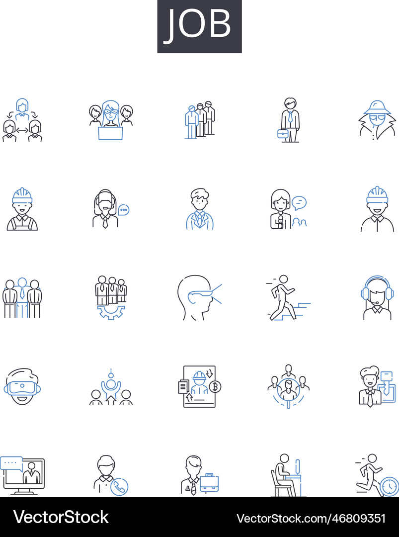 Job line icons collection work employment Vector Image