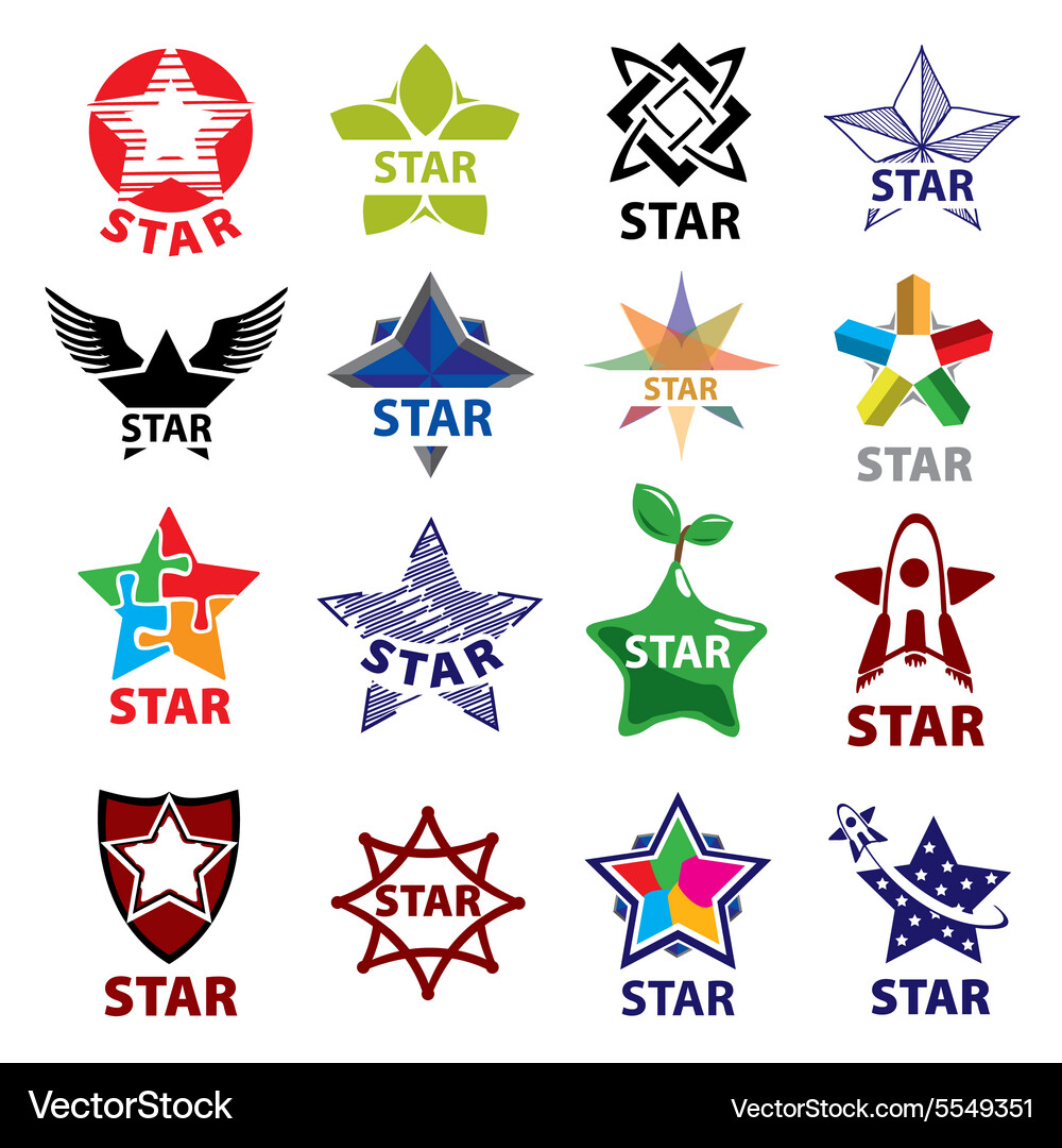 Large set of logos star Royalty Free Vector Image