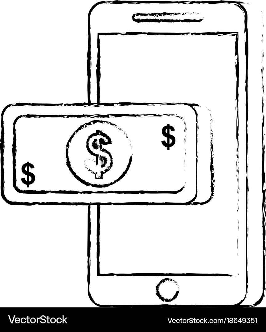Mobile phone money banknote payment online Vector Image