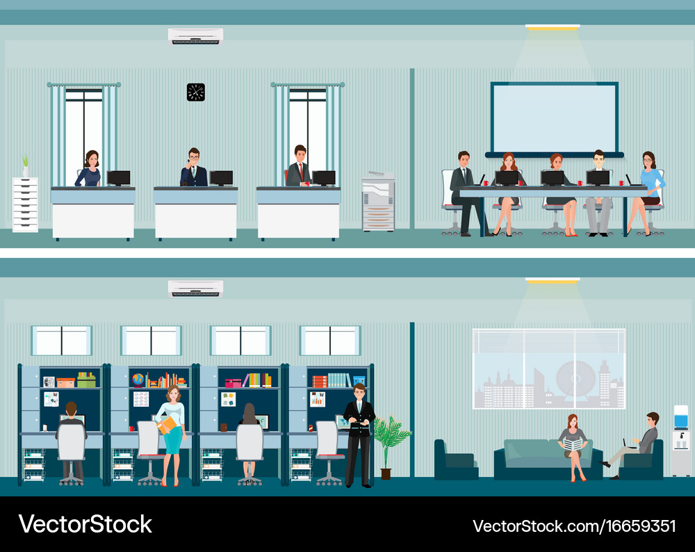 Office worker with desk and business Royalty Free Vector