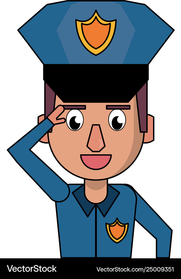 Police profile cartoon colorful Royalty Free Vector Image